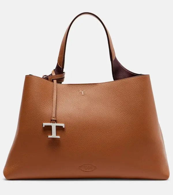TOD'S Apa Medium Leather Tote Bag - Brown