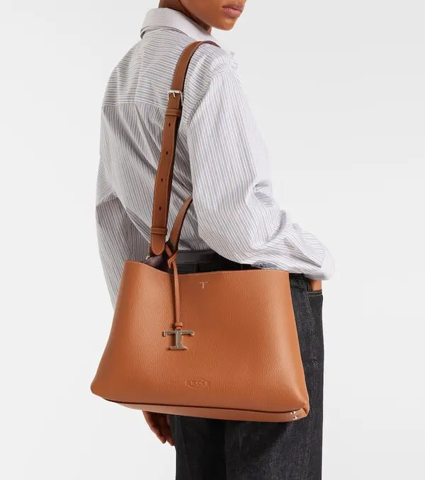 TOD'S Apa Medium Leather Tote Bag - Brown