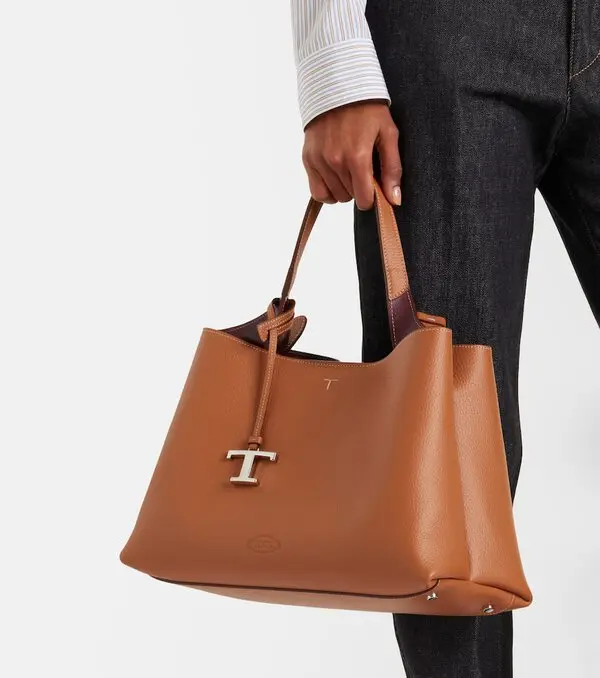 TOD'S Apa Medium Leather Tote Bag - Brown