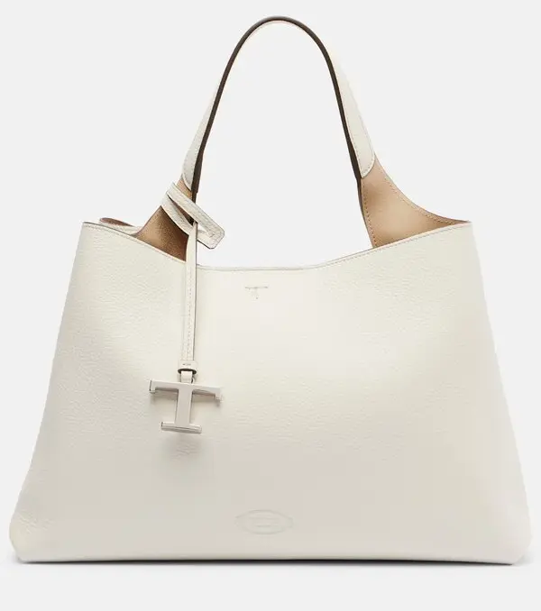 TOD'S Medium Leather Tote Bag - Beige