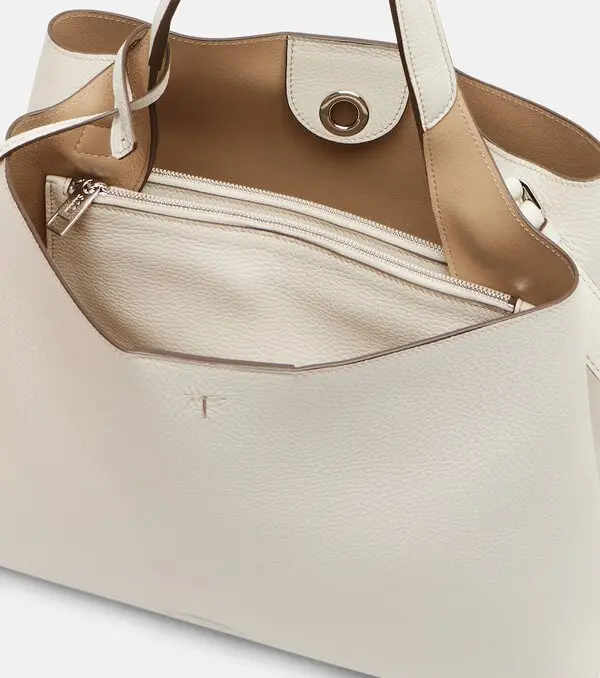 TOD'S Medium Leather Tote Bag - Beige