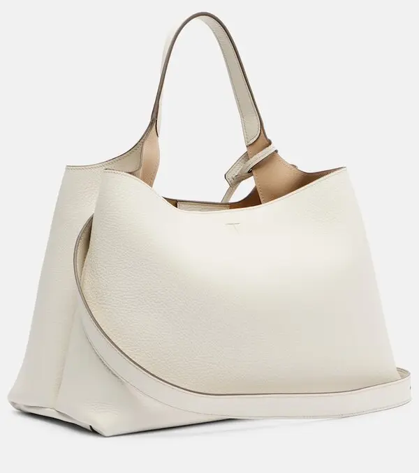 TOD'S Medium Leather Tote Bag - Beige
