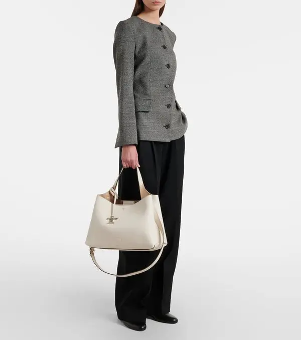 TOD'S Medium Leather Tote Bag - Beige
