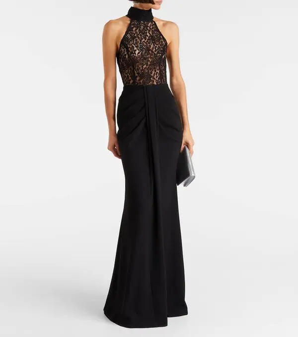 Rebecca Vallance Dixie Draped Halterneck Gown