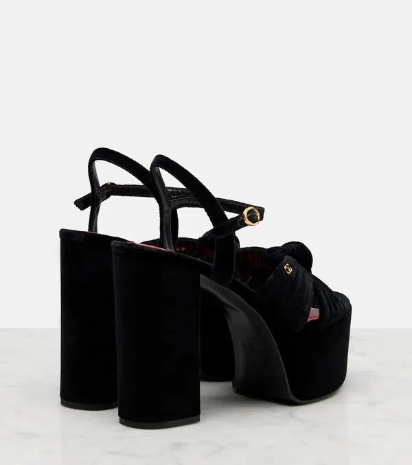 Valentino Garavani Crasher 125 Velvet Platform Sandals - Black