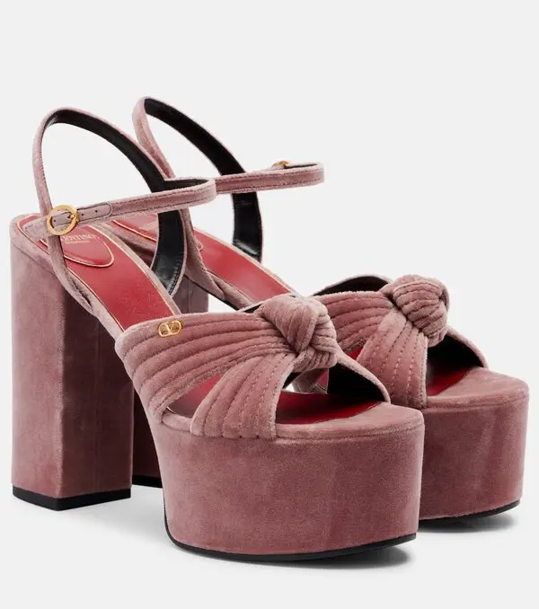 Valentino Garavani Velvet Crasher Platform Sandals - Pink