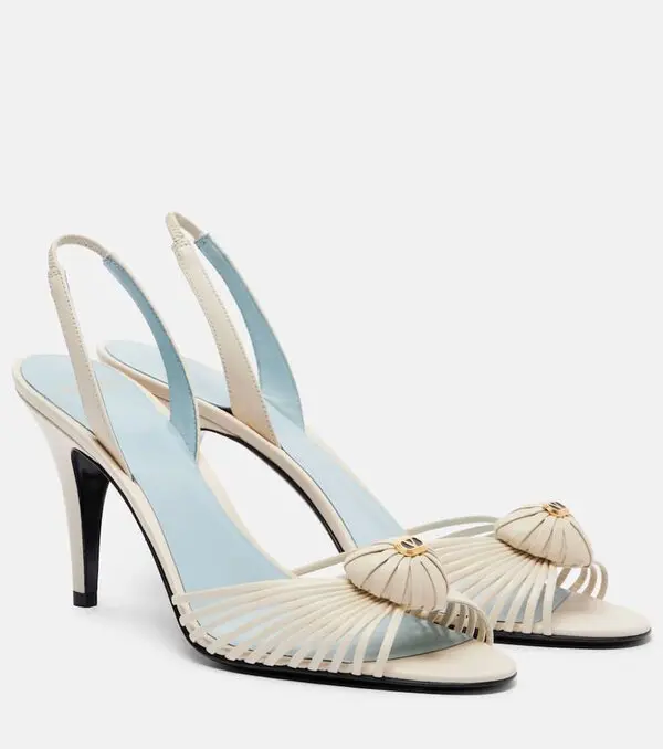 Valentino Garavani Royal 85 Leather Slingback Sandals - White