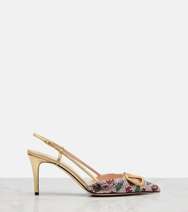 Valentino Garavani Vlogo 80 Embellished Slingback Pumps - Multicoloured