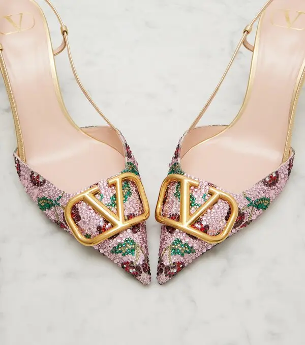 Valentino Garavani Vlogo 80 Embellished Slingback Pumps - Multicoloured