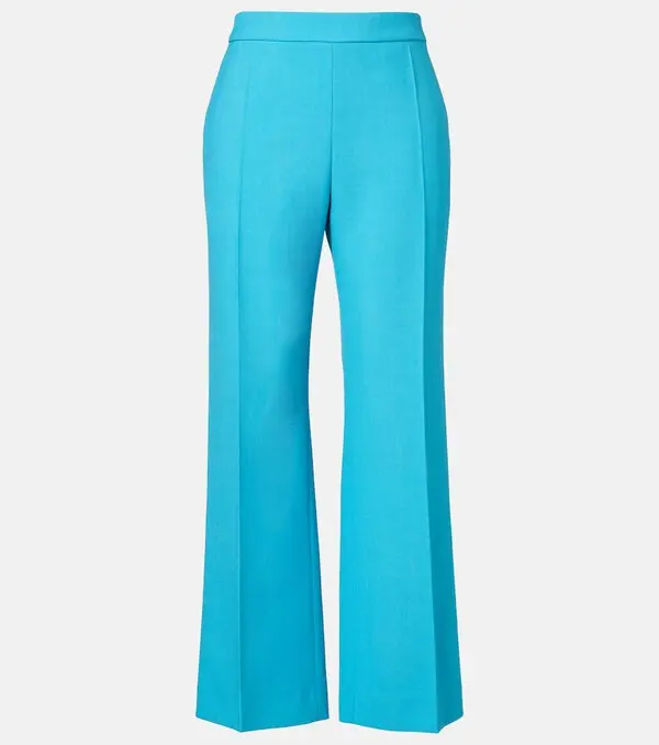 Chloé Cropped Virgin Wool Crêpe Straight Pants - Blue