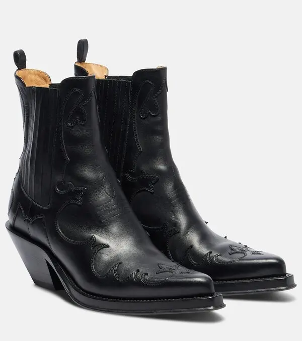 Gabriela Hearst Cassidy Leather Cowboy Boots - Black