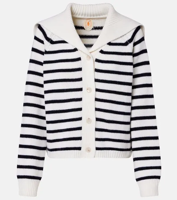 Jardin Des Orangers Striped Wool And Cashmere Cardigan - White
