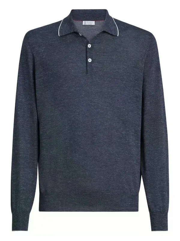 Brunello Cucinelli Long-sleeve Button-fastening Polo Shirt - Blue