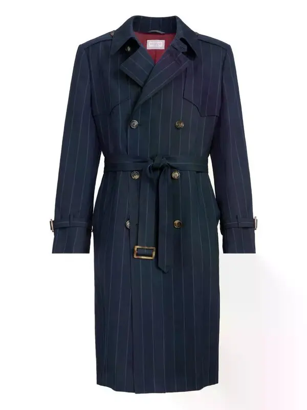 Brunello Cucinelli Striped Trench Coat - Blue