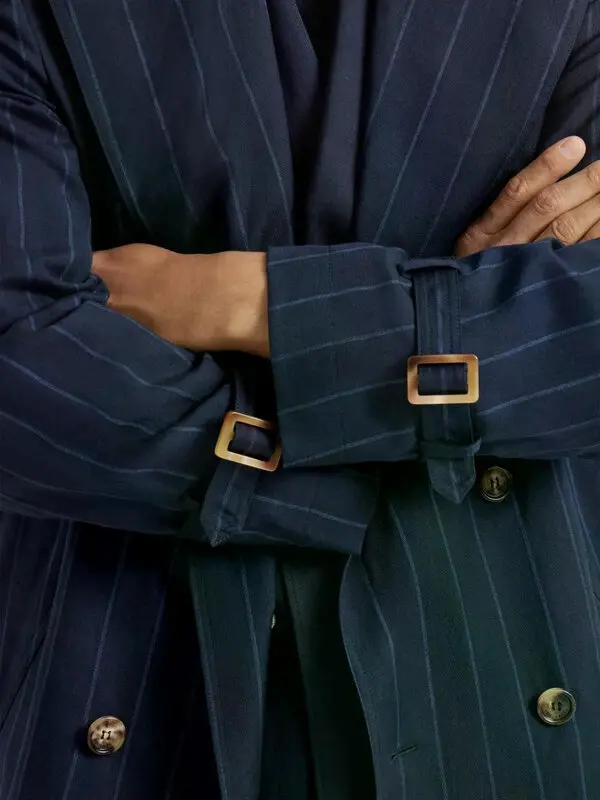 Brunello Cucinelli Striped Trench Coat - Blue