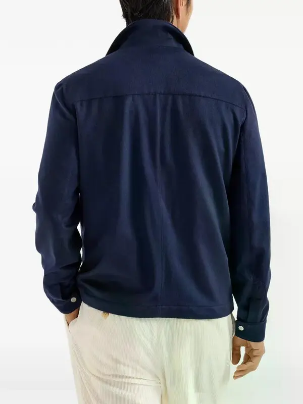 Brunello Cucinelli Flannel-texture Cashmere Shirt Jacket - Blue