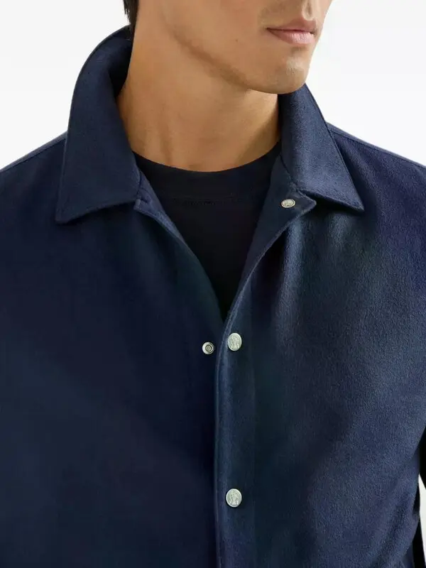 Brunello Cucinelli Flannel-texture Cashmere Shirt Jacket - Blue