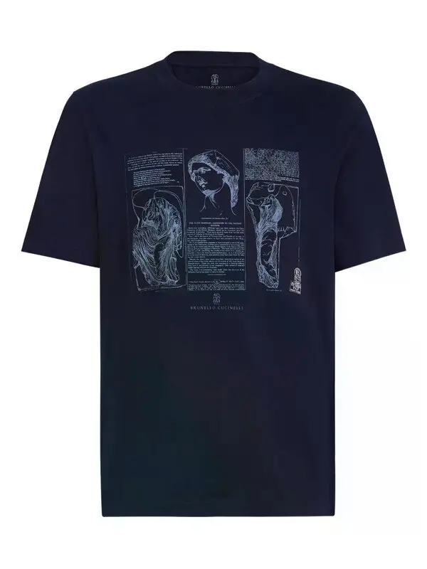 Brunello Cucinelli Crew-neck Graphic-print T-shirt - Blue