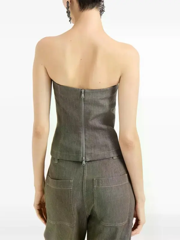 Brunello Cucinelli Denim-effect Bandeau Top - Green