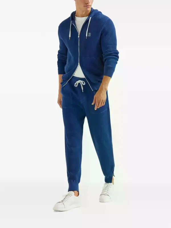 Brunello Cucinelli Ribbed-knit Track Pants - Blue