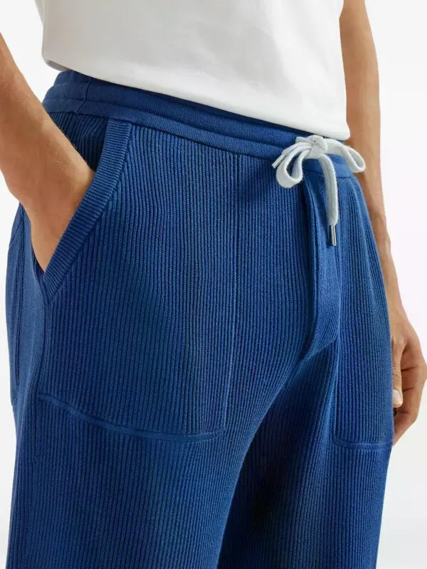 Brunello Cucinelli Ribbed-knit Track Pants - Blue