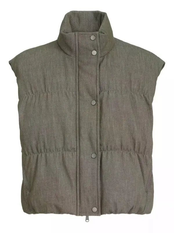 Brunello Cucinelli Twill-weave Sleeveless Vest - Green