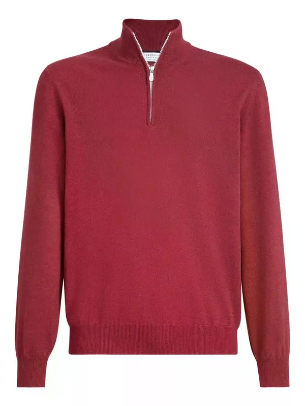 Brunello Cucinelli Half-zip Cashmere Sweater - Red