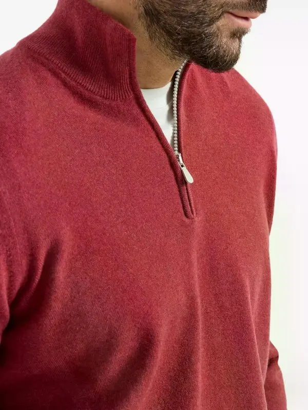 Brunello Cucinelli Half-zip Cashmere Sweater - Red