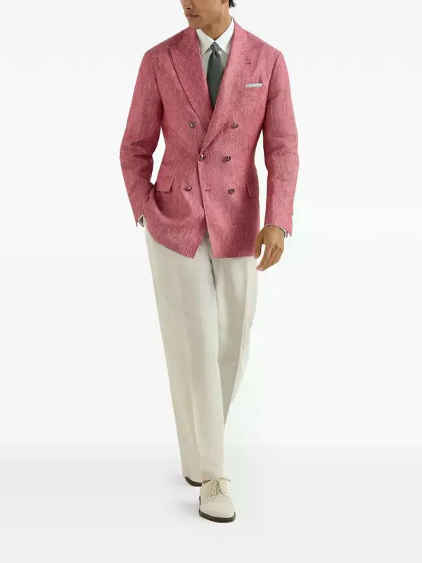 Brunello Cucinelli Flap Pockets Buttons Denim Blazer - Red