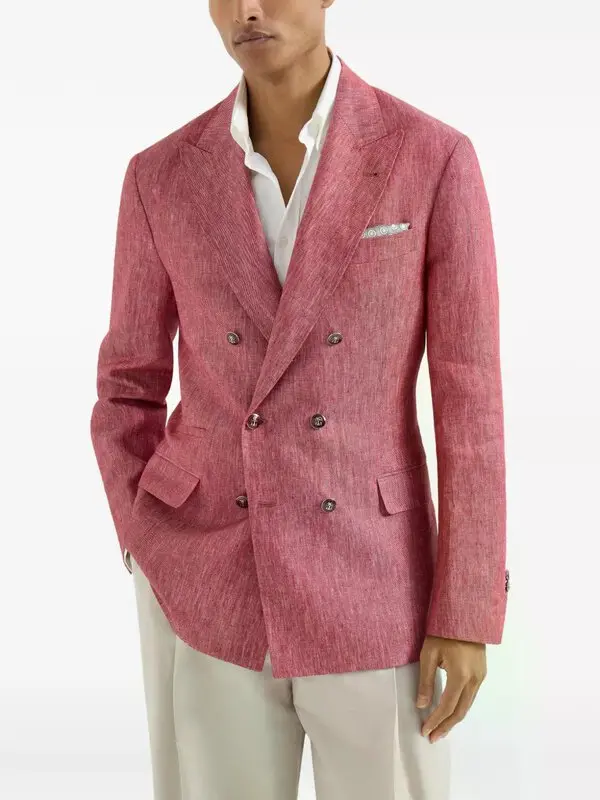 Brunello Cucinelli Flap Pockets Buttons Denim Blazer - Red
