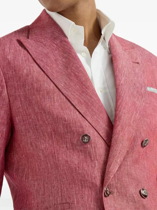 Brunello Cucinelli Flap Pockets Buttons Denim Blazer - Red
