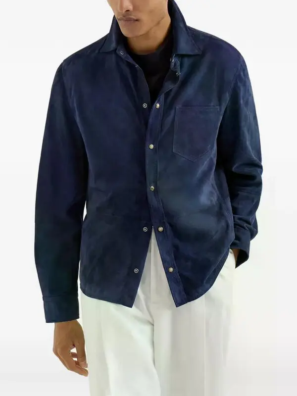 Brunello Cucinelli Suede Overshirt - Blue