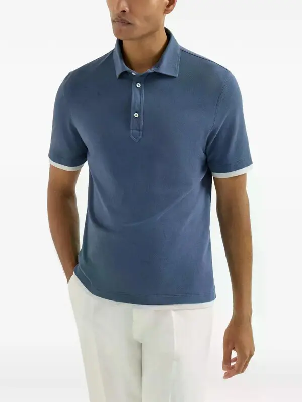 Brunello Cucinelli Short-sleeve Polo Shirt - Blue