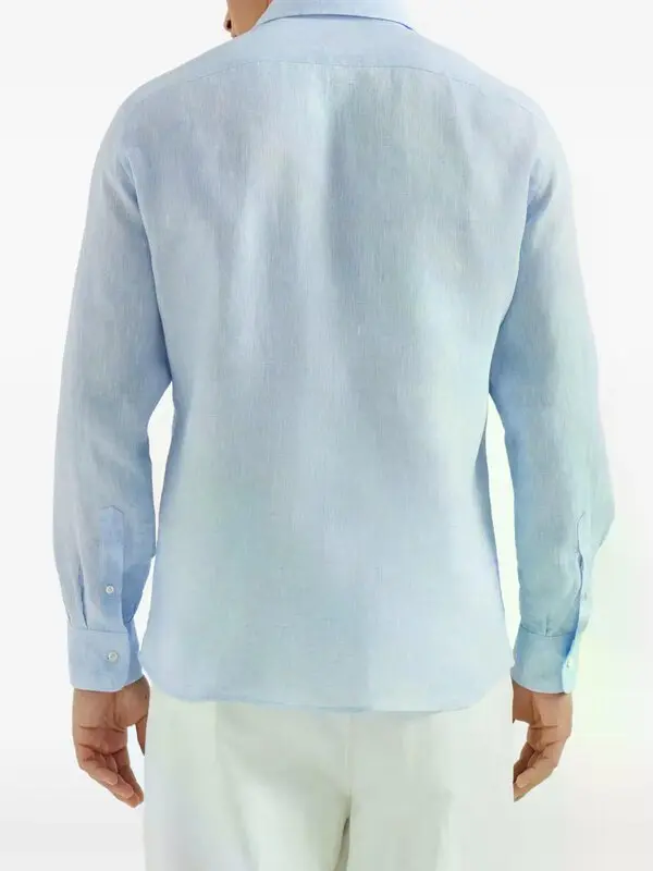 Brunello Cucinelli Linen Easy Fit Shirt With Spread Collar