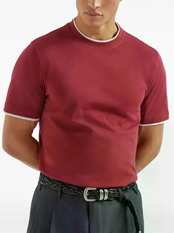 Brunello Cucinelli Layered-effect T-shirt - Red