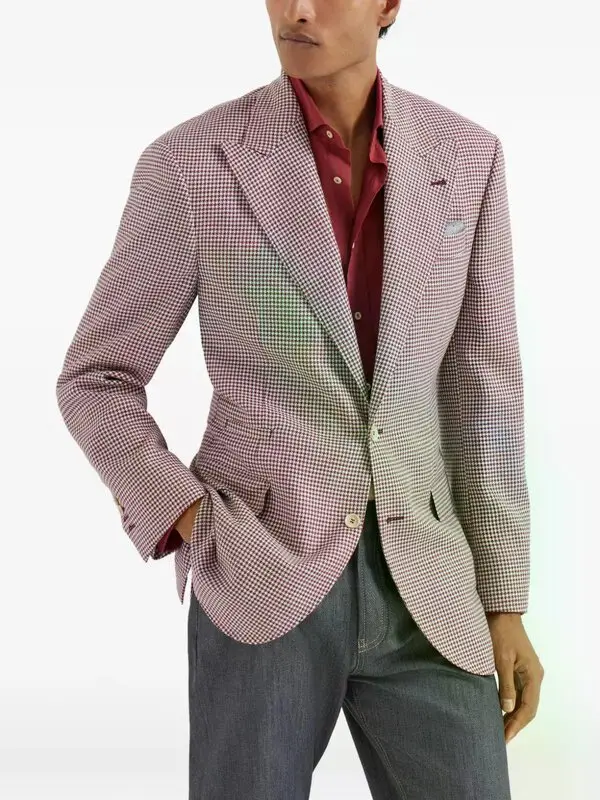 Brunello Cucinelli Houndstooth Peak Lapels Tailor Blazer