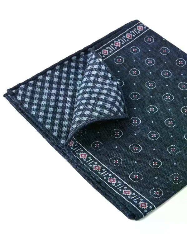 Brunello Cucinelli Geometric-patterned Silk Pocket Square - Blue