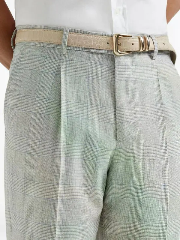 Brunello Cucinelli Prince Of Wales Check Virgin Wool Trousers - Grey