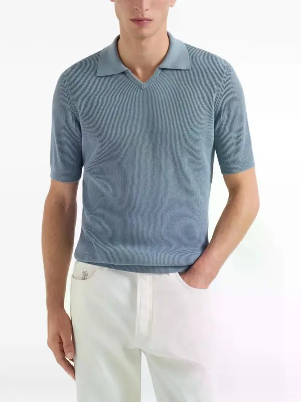 Brunello Cucinelli V-neck Short-sleeve T-shirt - Blue