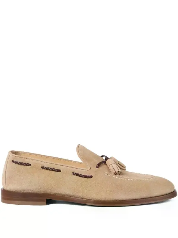 Brunello Cucinelli Suede Loafers With Tassel Detail - Neutrals