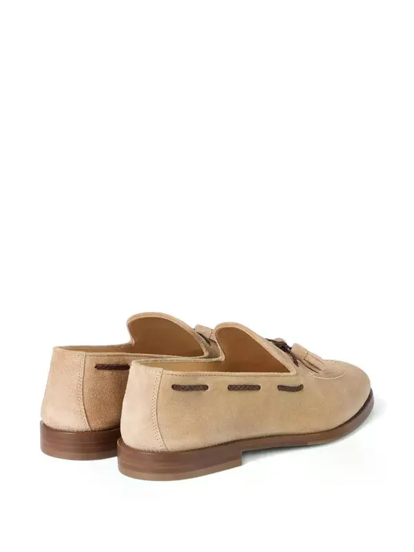 Brunello Cucinelli Suede Loafers With Tassel Detail - Neutrals