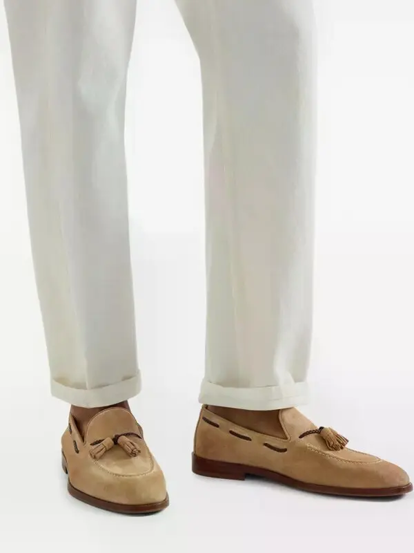 Brunello Cucinelli Suede Loafers With Tassel Detail - Neutrals