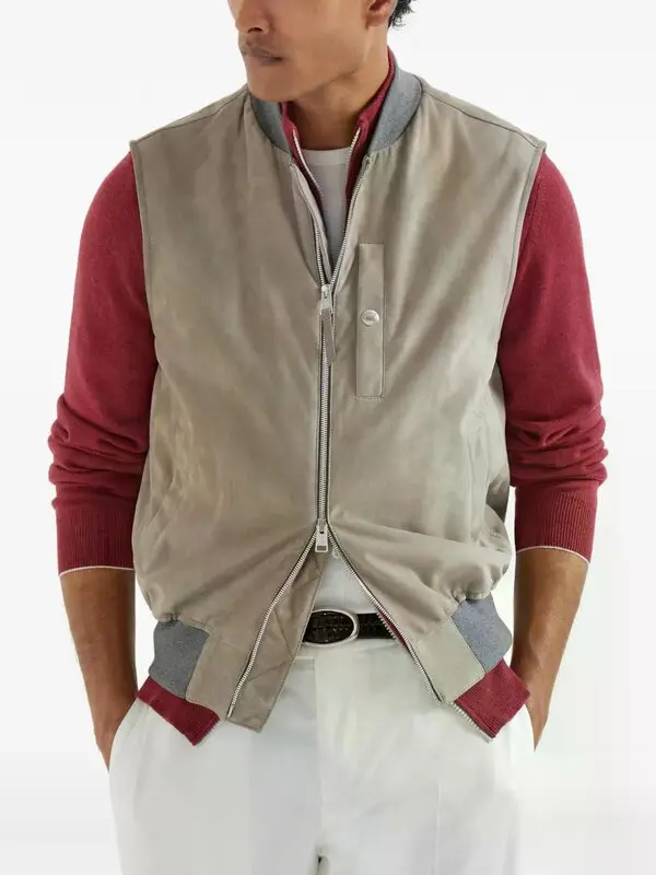 Brunello Cucinelli Suede Gilet - Neutrals