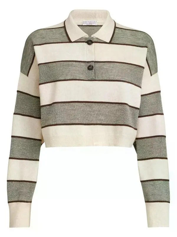 Brunello Cucinelli Striped-pattern Polo Shirt - Neutrals
