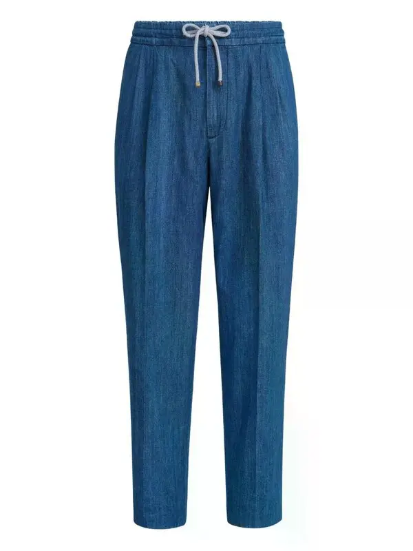 Brunello Cucinelli Pleated Drawstring Waist Jeans - Blue