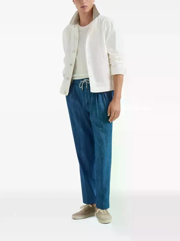 Brunello Cucinelli Pleated Drawstring Waist Jeans - Blue