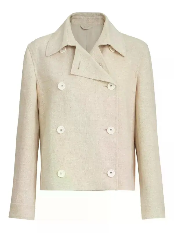 Brunello Cucinelli Monili-embellished Pea Coat - Neutrals