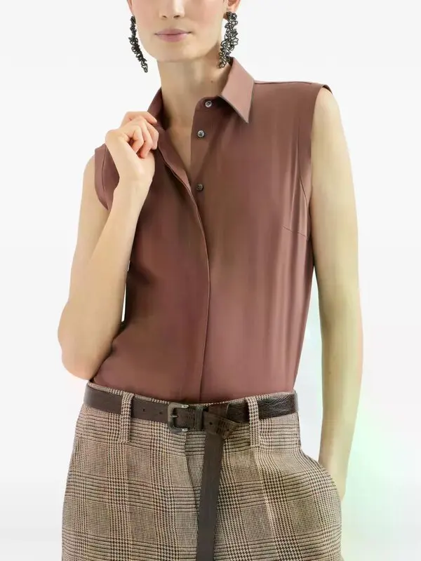 Brunello Cucinelli Sleeveless Shirt - Orange