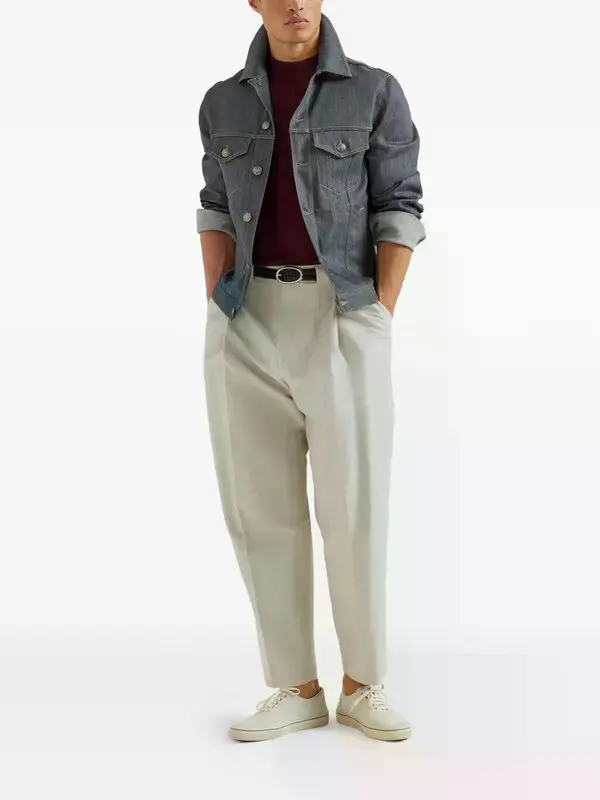 Brunello Cucinelli Chest-pocket Denim Jacket - Grey