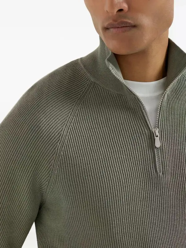 Brunello Cucinelli Rib Half-zip Sweater - Green